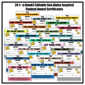 Editable Funny Slang Student Awards | Printable End of Year Gen Alpha ...