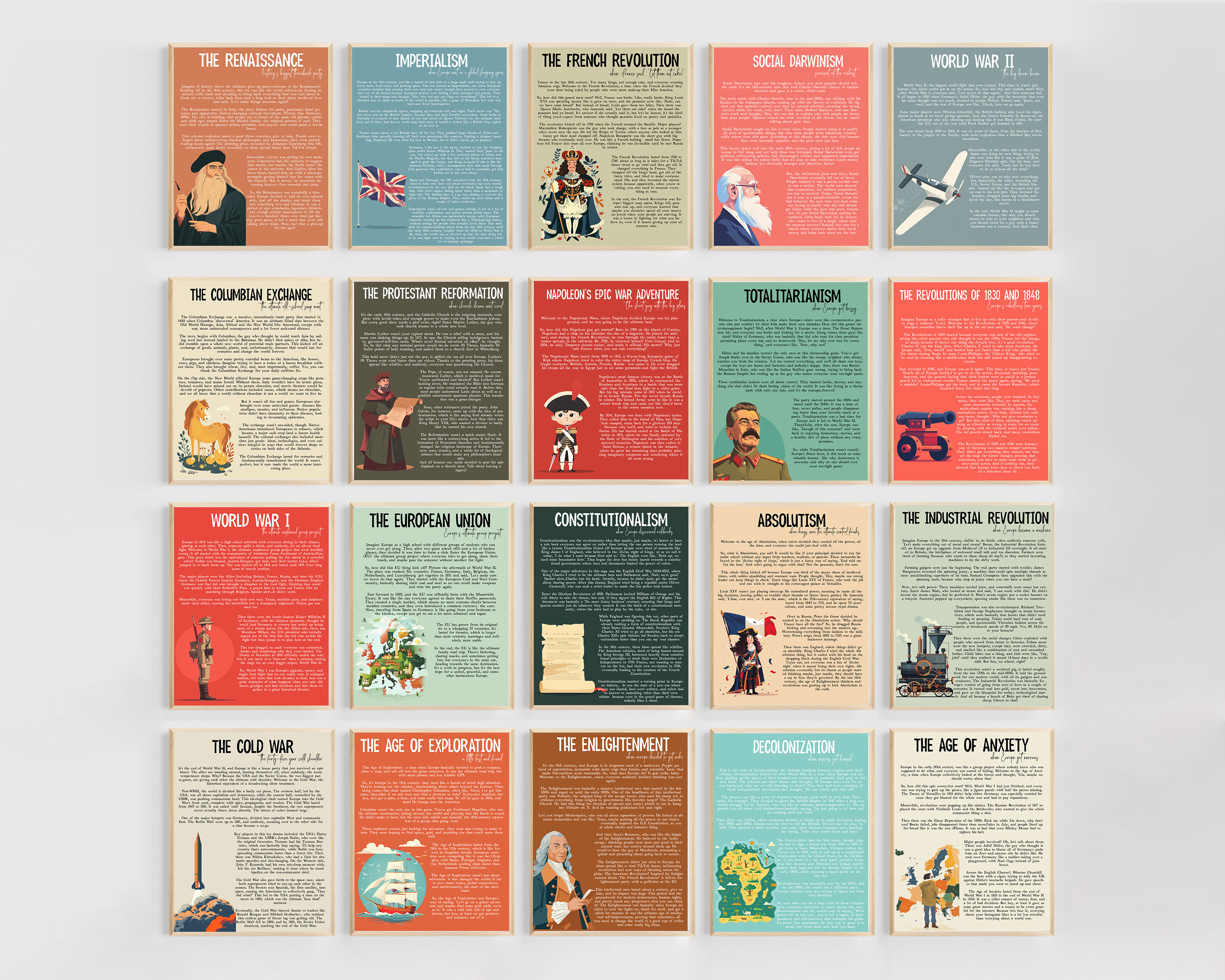 Funny European History Bulletin Board Set | AP Euro Posters | High ...