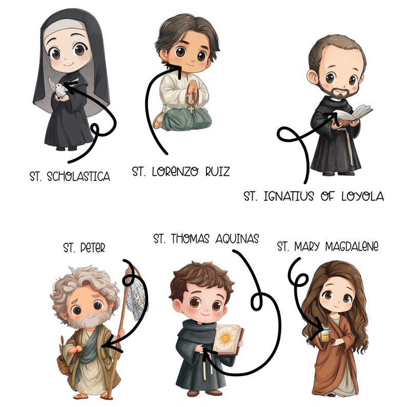 Catholic Saint Clipart for Kids | Printable Chibi Saint Pngs | Catholic ...