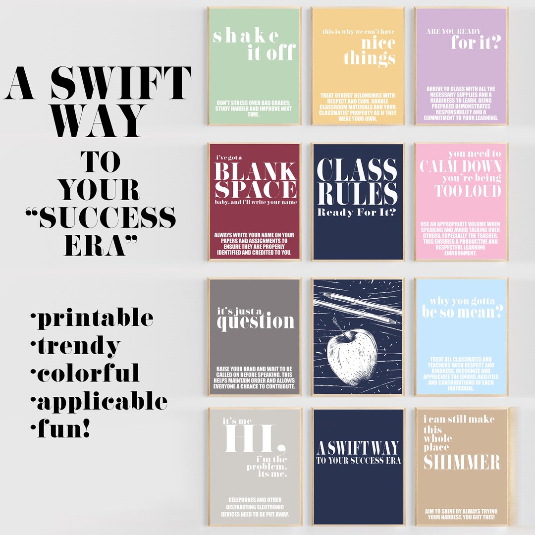 Classroom Rule Poster Set | Class Success Era Class Bulletin Board ...