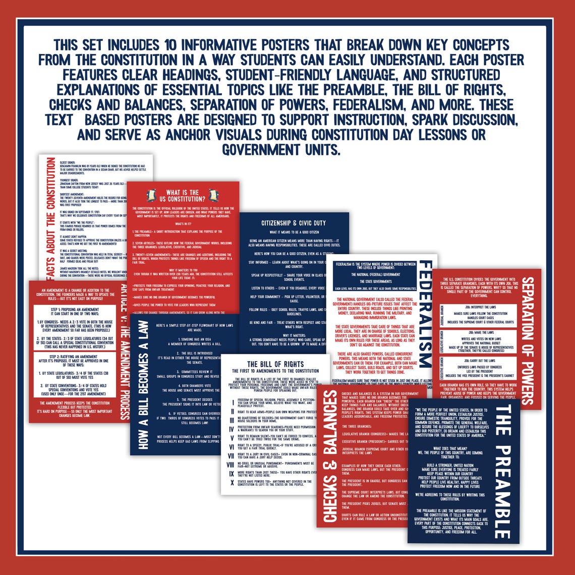 The US Constitution Bulletin Board Set | US Government & Civics Social ...
