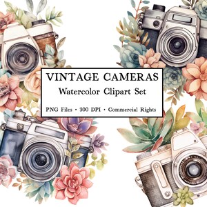 Vintage Camera Clipart Set Four Retro Floral Photography PNG Clip Art ...