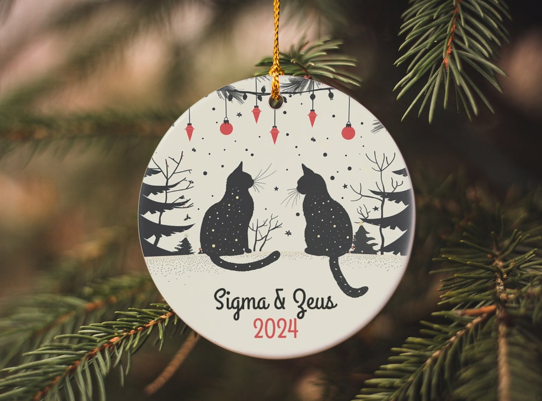 Custom Cats Christmas Ornament Two Cats Personalized Christmas Tree ...