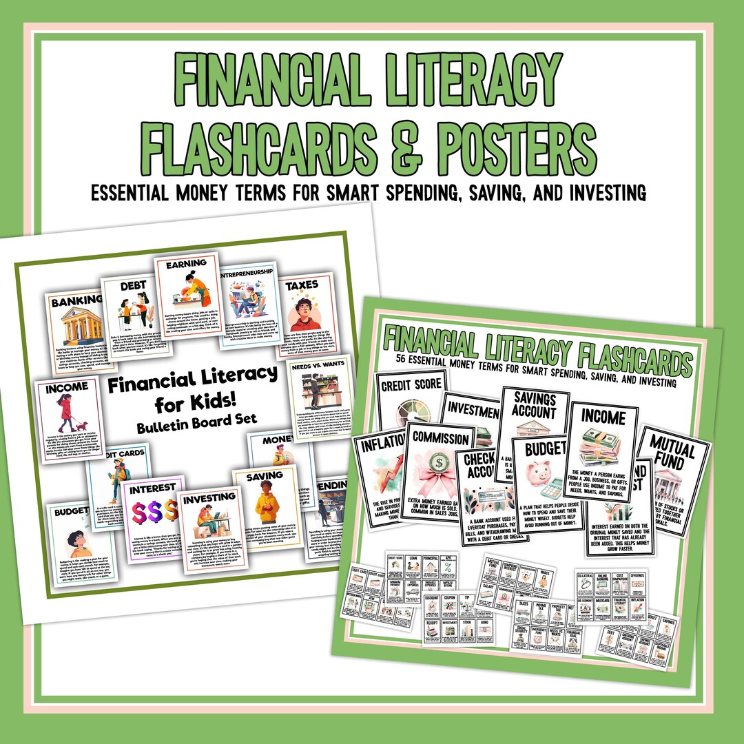 Financial Literacy Bundle | Flashcards and Bulletin Board Set ...