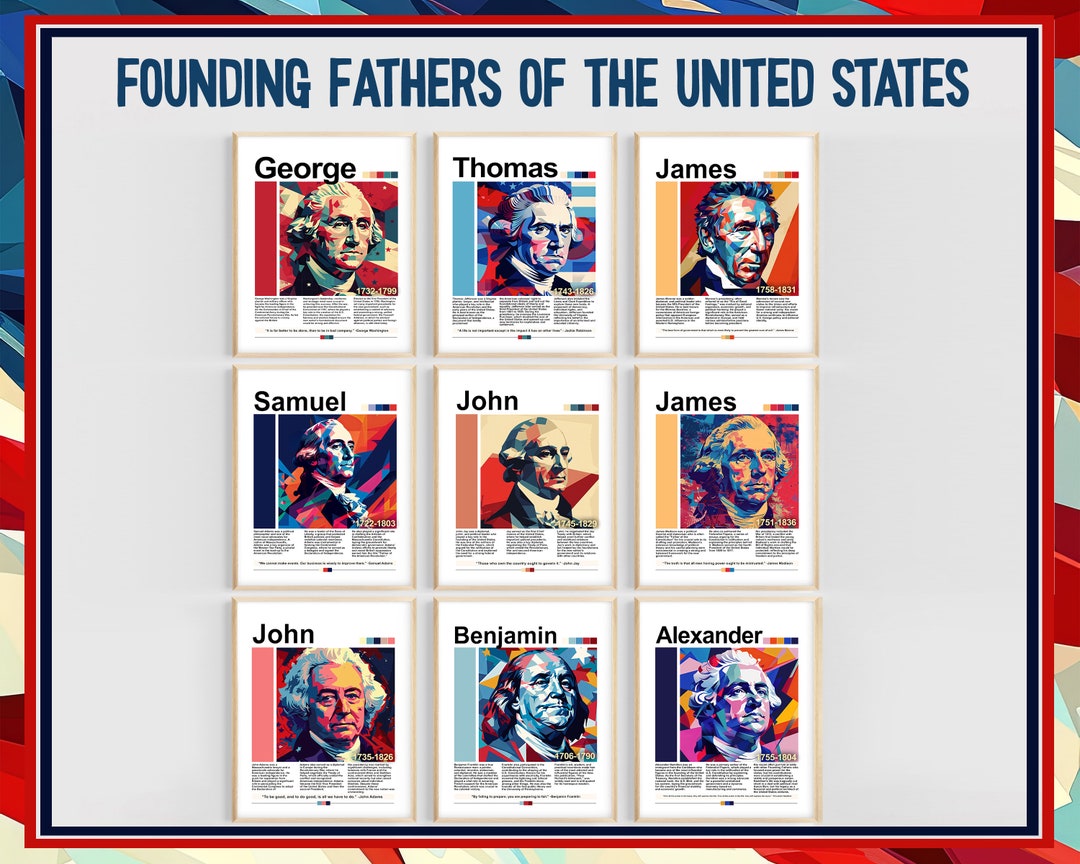 Founding Fathers Bulletin Board Set US Government Posters Constitution ...