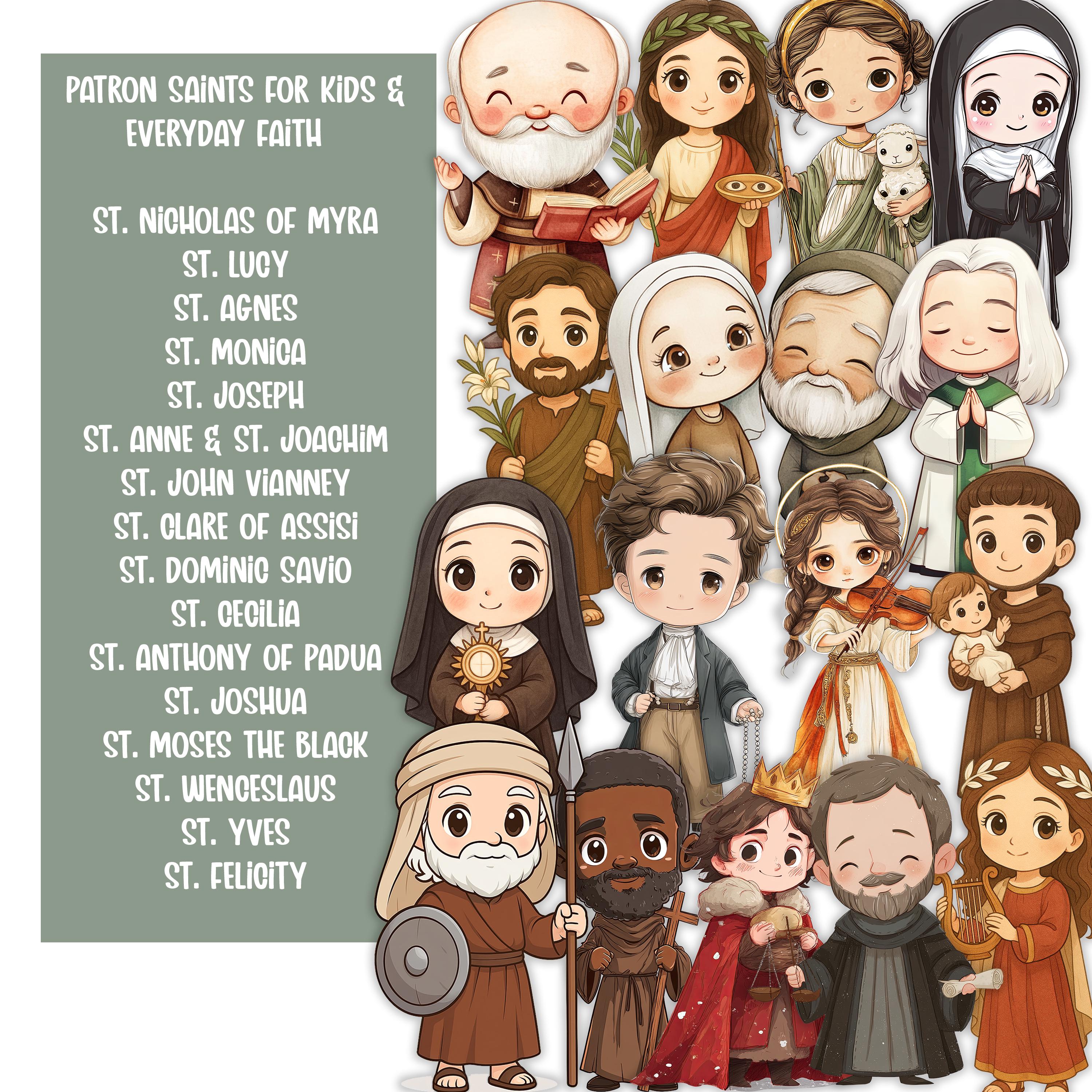 Catholic Saints Clipart Bundle, Printable Saint Illustrations for Kids ...