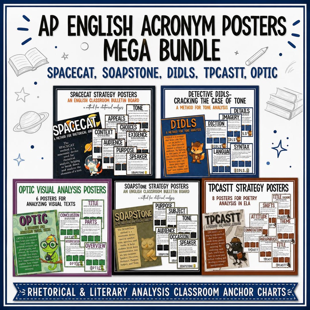 AP English Acronym Posters Bundle | Spacecat, Soapstone, Didls, Tpcastt ...