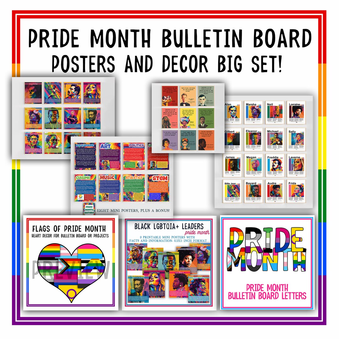 Pride Month Bulletin Board Bundle | LGBTQIA+ Leaders Printables Posters ...