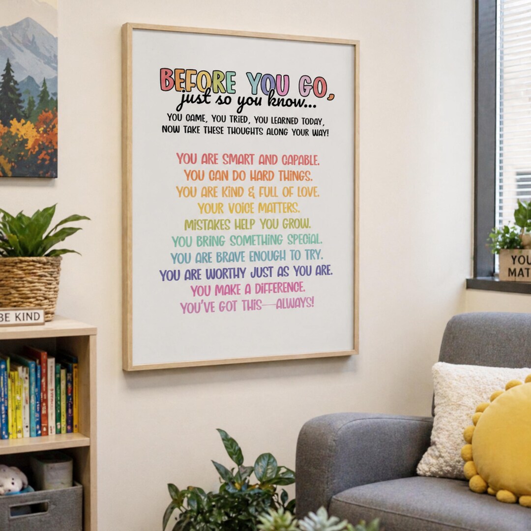 Classroom Student Affirmation Poster | Before You Go Printable ...