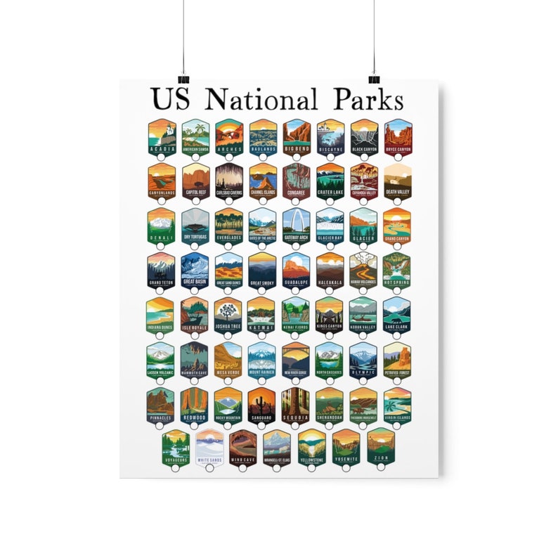 The 63 US National Park Checklist Poster Parks Check List - Etsy