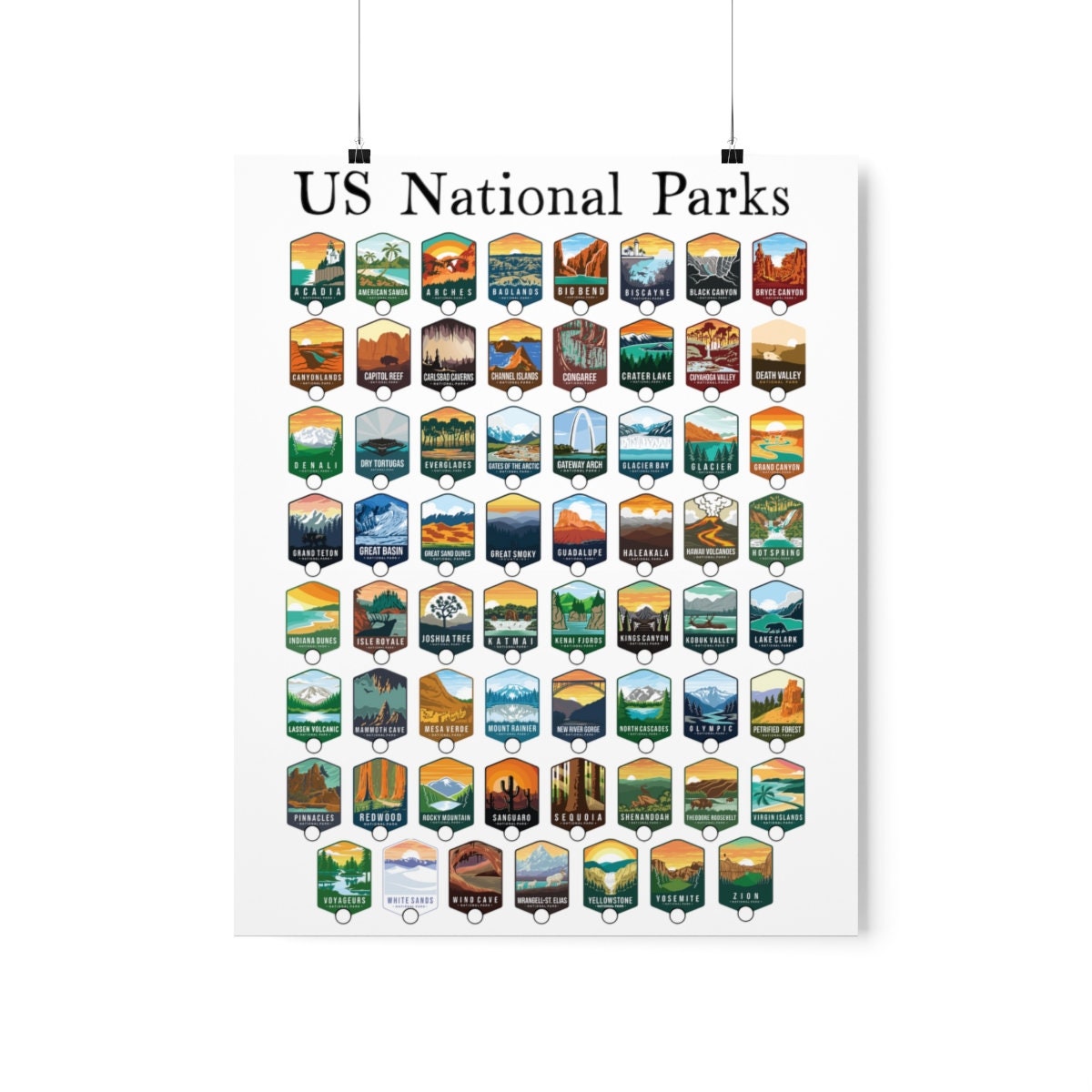 The 63 US National Park Checklist Poster Parks Check List - Etsy