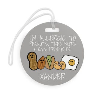 Food Allergy Alert Tag | Kids Allergies Custom Backpack Tags | Bag Tag ...