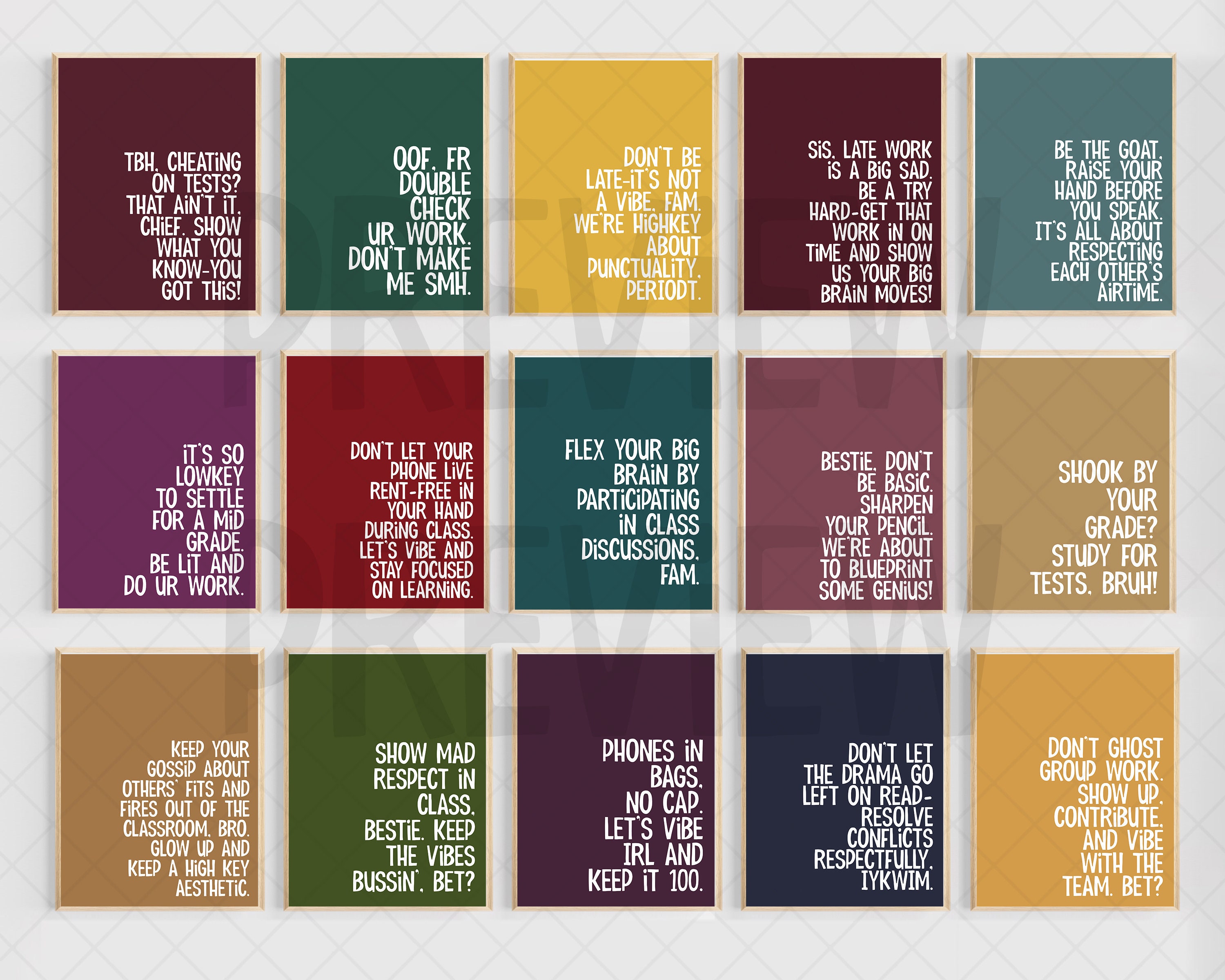 Funny Class Rules Posters | High School Middle School Teacher Slang ...