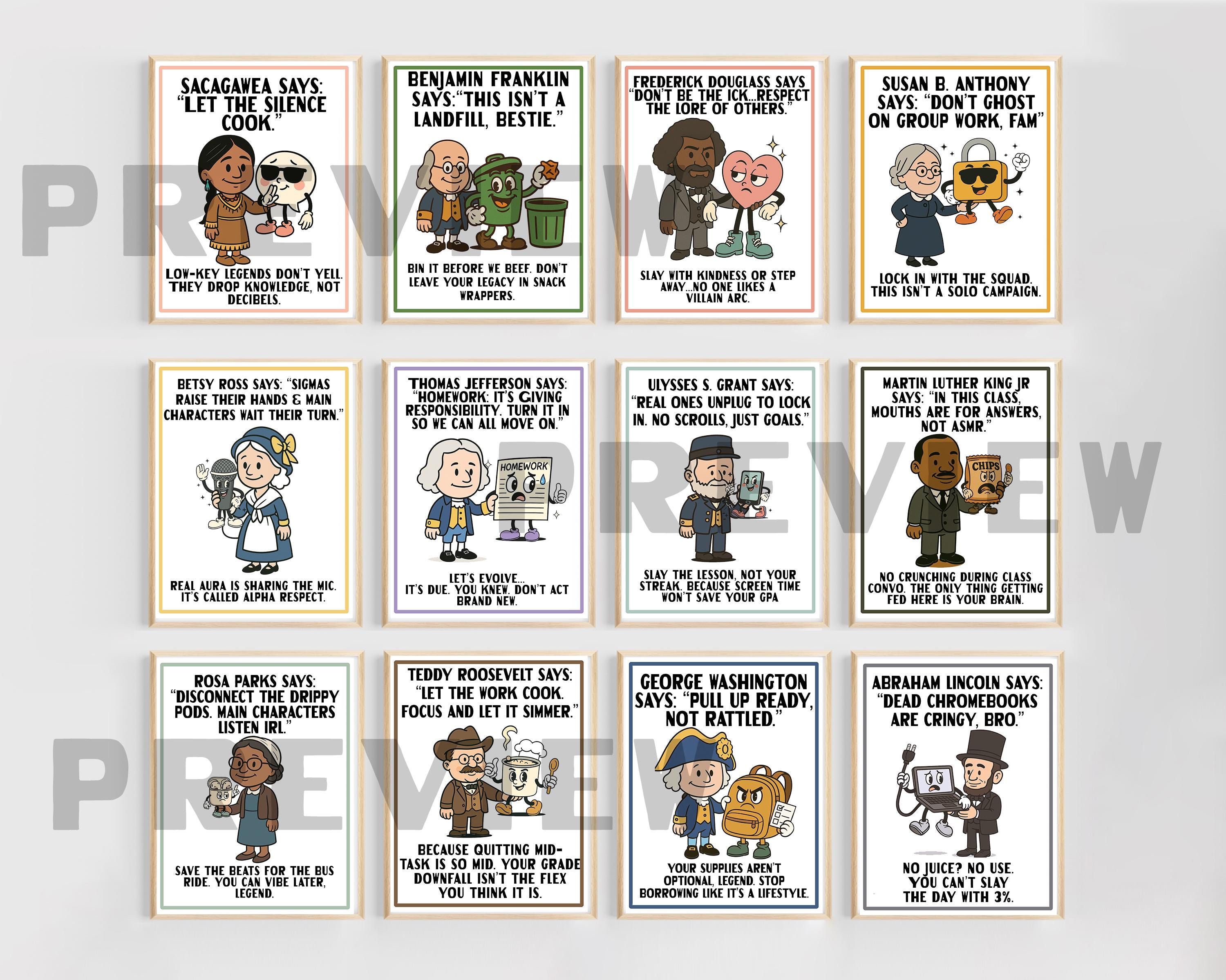 Funny Gen Alpha US History Rules Posters | APUSH Social Studies Slang ...
