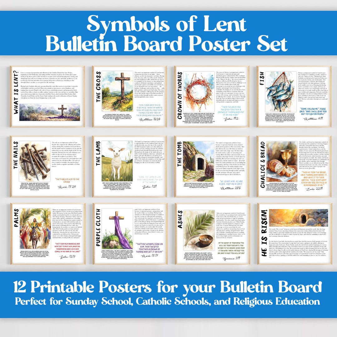 Symbols of Lent Poster Set | Catholic School Lent Bulletin Board Decor ...