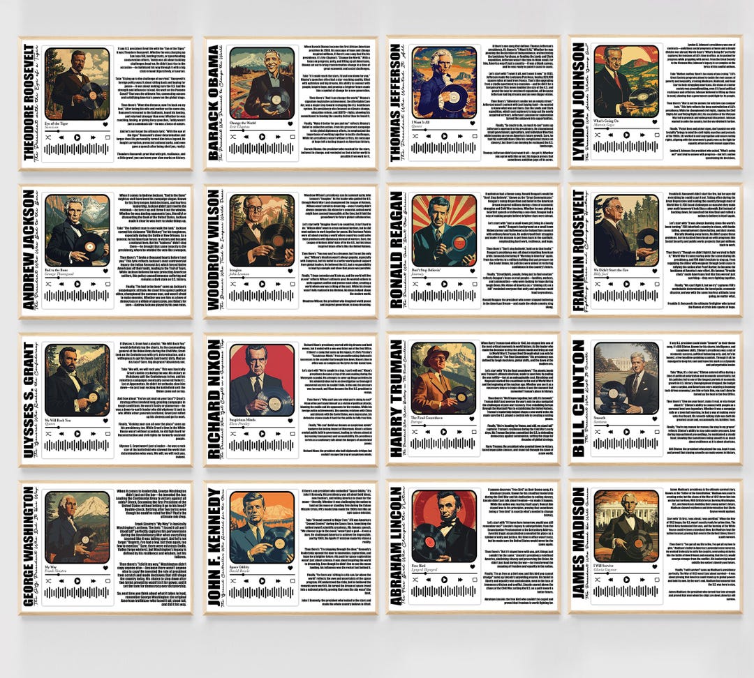 President Bulletin Board Posters | APUSH President's Songs Poster Set ...