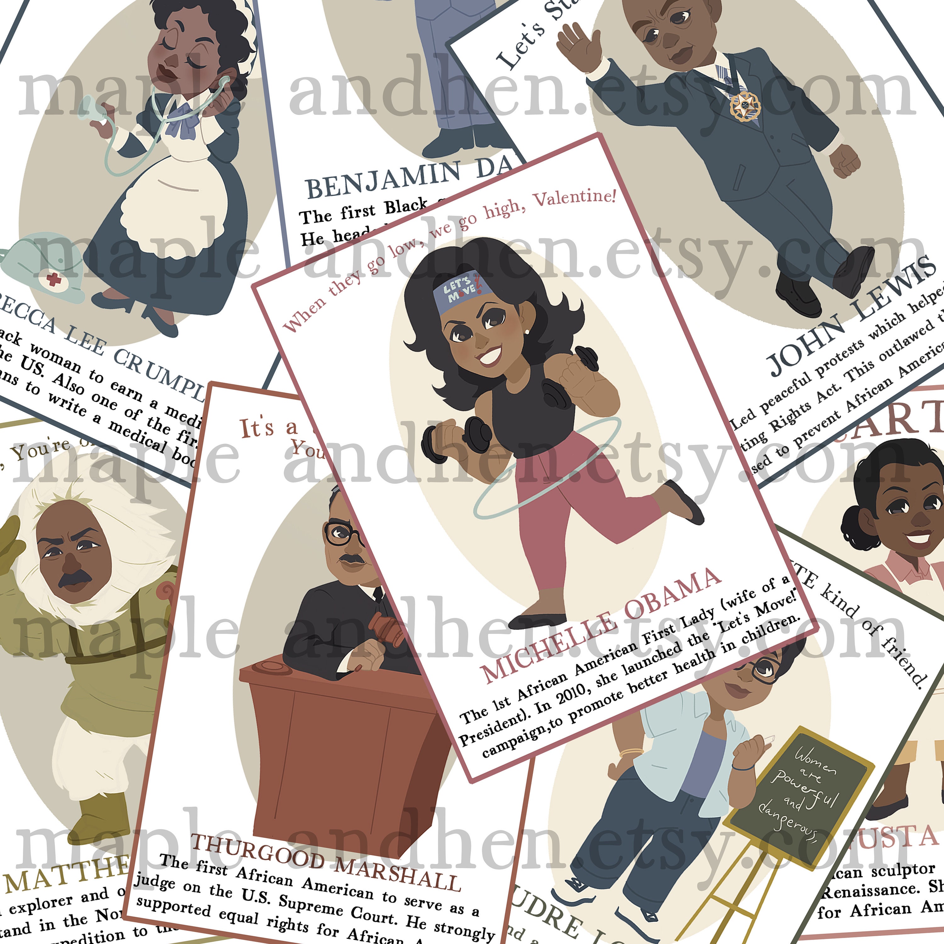 Black History Valentine Cards | Five Sets African American Printable ...
