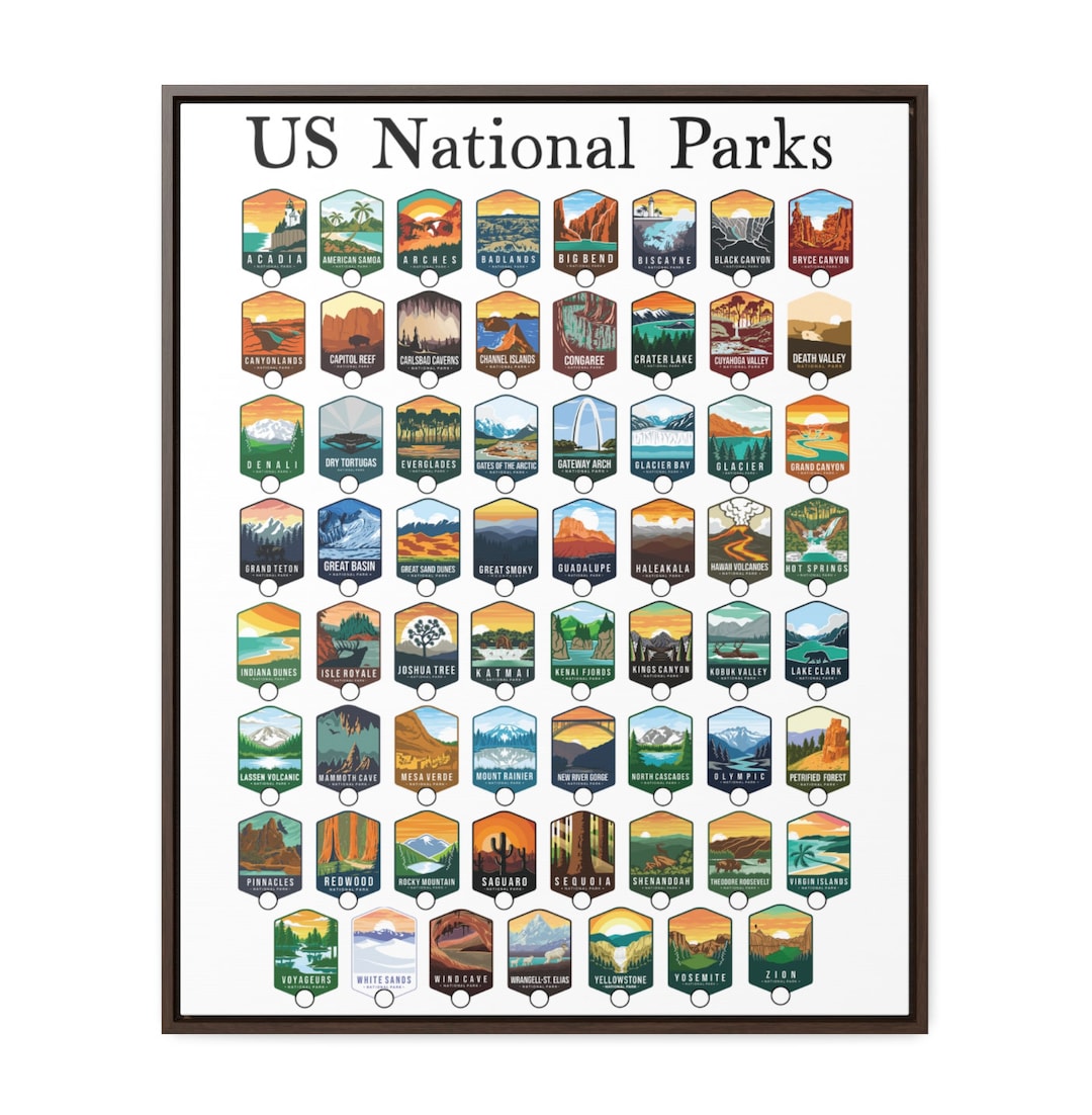The 63 National Parks Checklist Gallery Canvas | Ready to Hang Check ...
