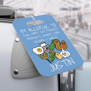 Food Allergy Alert Tag | Kids Allergies Custom Backpack Tags | Bag Tag ...