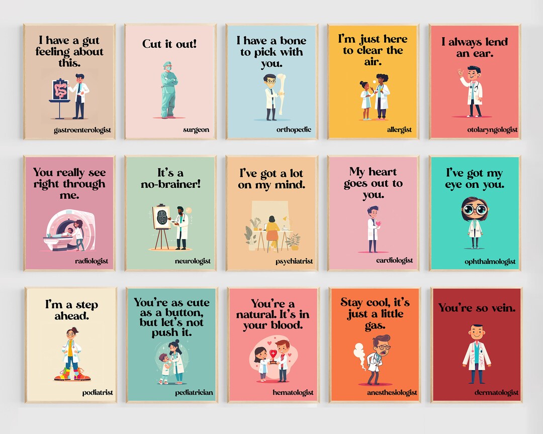 Medical Puns Poster Set | Funny Doctor and Nurse Digital Office Art ...