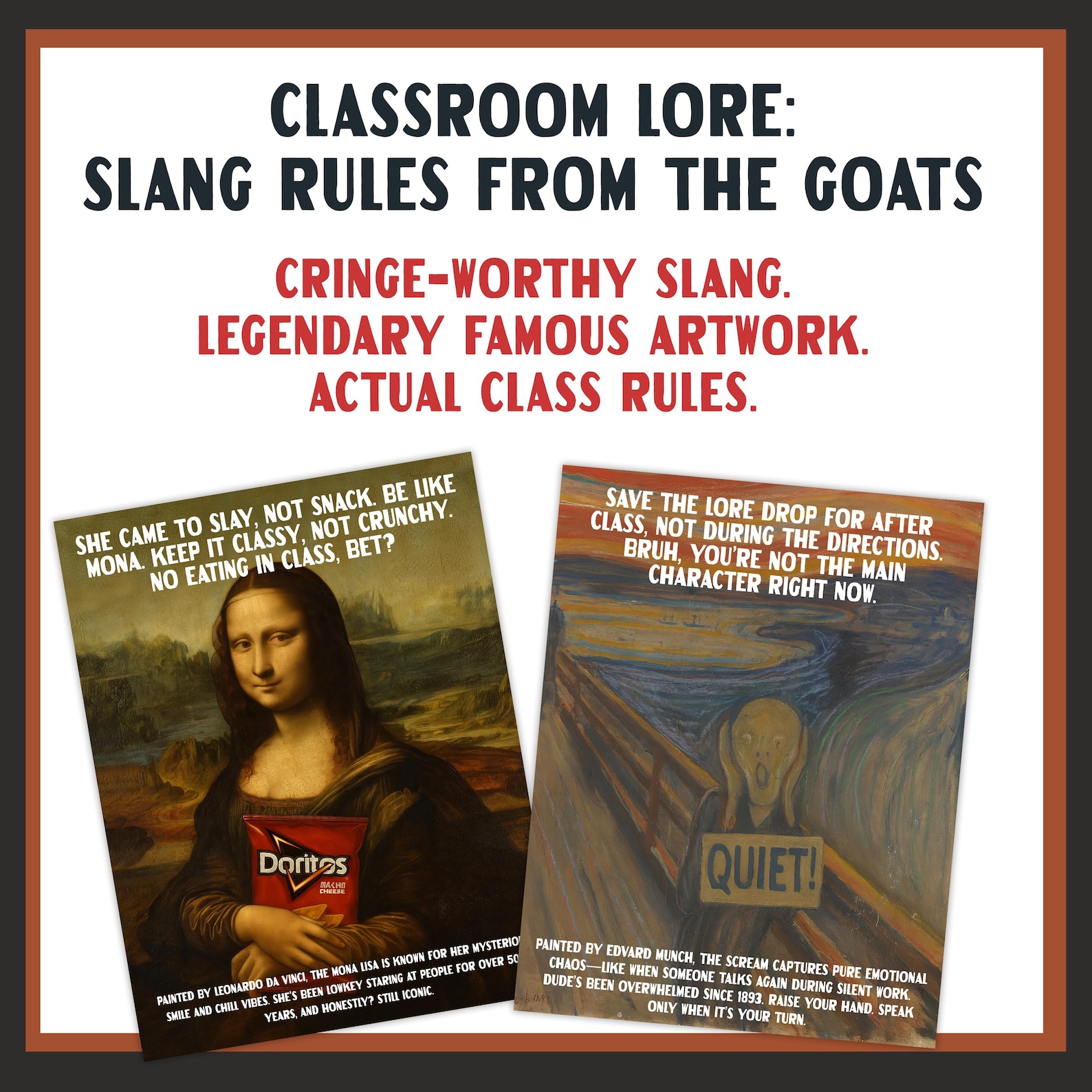 Classroom Rules Art History Poster Set | Gen Alpha Funny Slang Back to ...