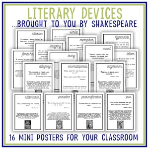 Literary Device Posters | Literary Terms Shakespeare ELA Bulletin Board ...