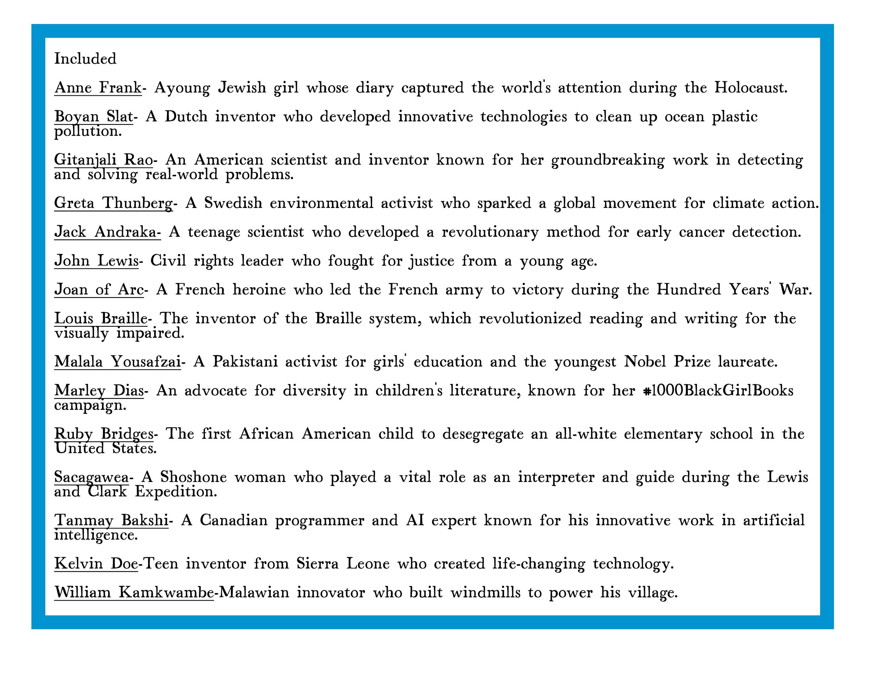 Kids Who Changed the World Bulletin Board | Kid Leaders Inclusion ...