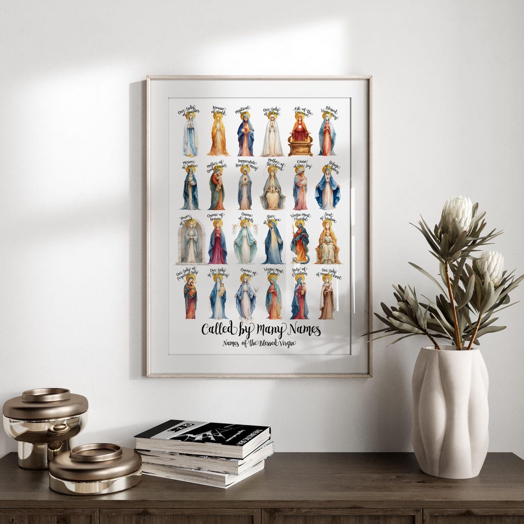 Titles of Mary Catholic Digital Poster | Marian Names Printable Wall ...