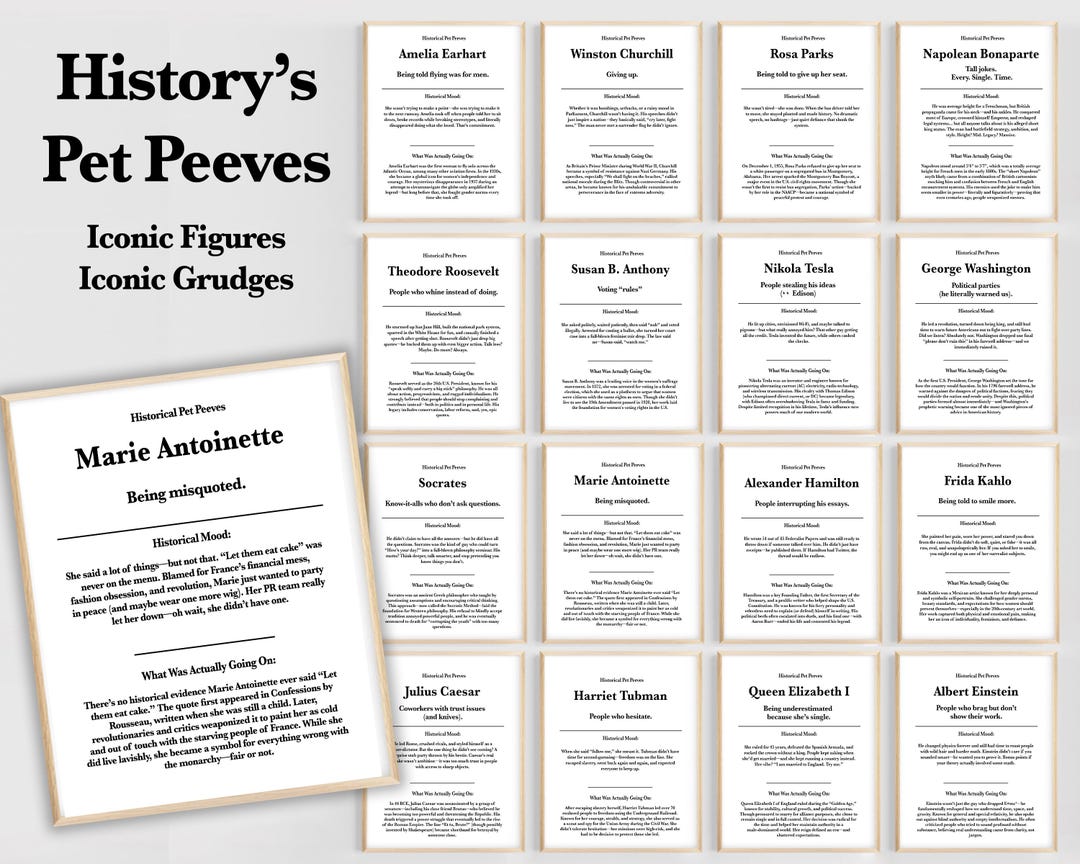 History’s Pet Peeves Posters | Funny Historical Figure Bulletin Board ...