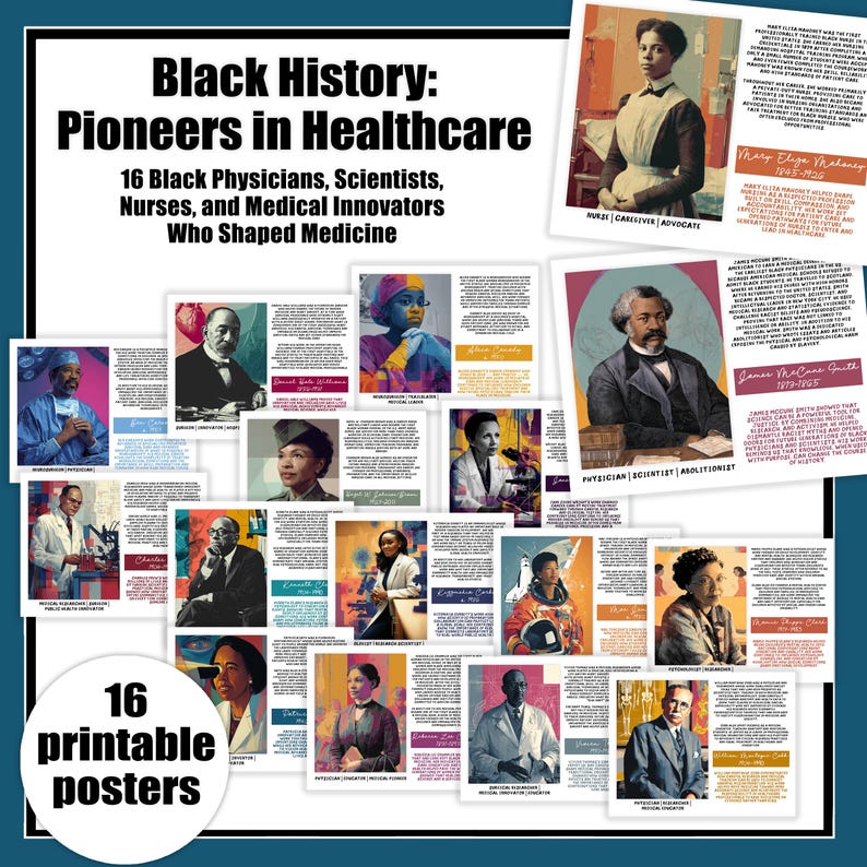 Black Healthcare Pioneers Bulletin Board Poster Set | Black History ...