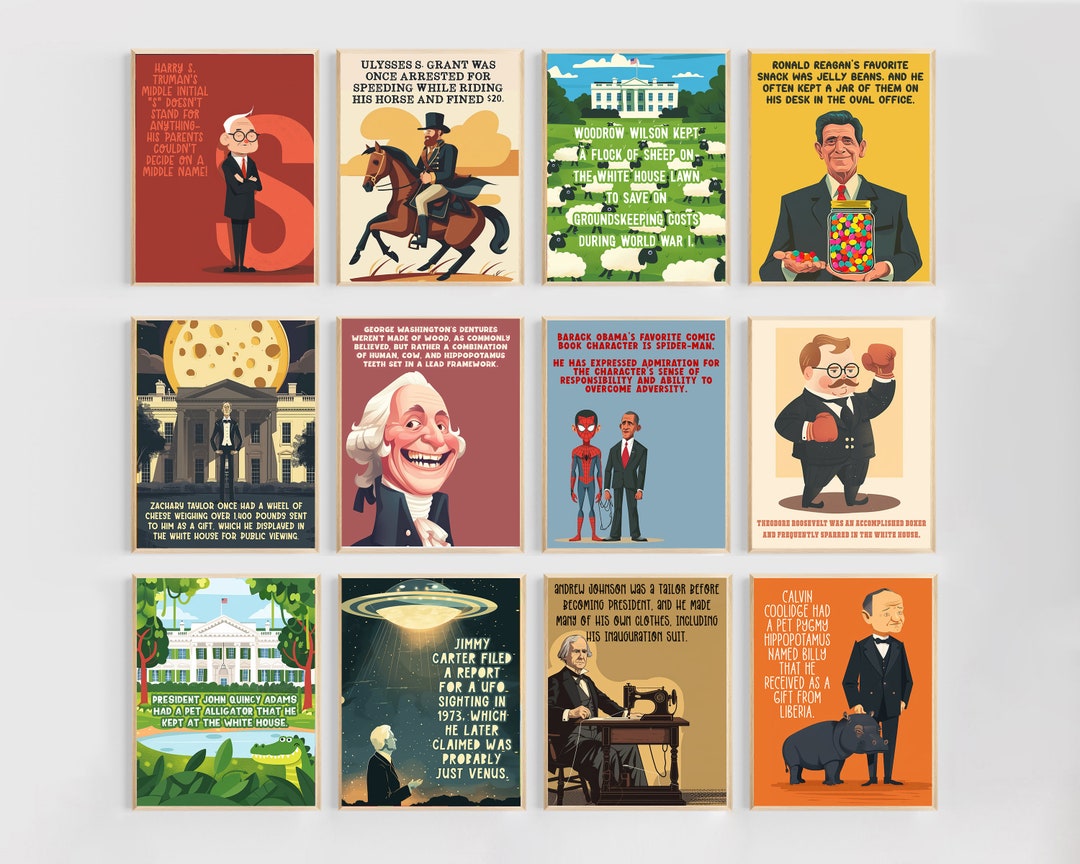 Funny President Bulletin Board Posters | Fun Facts of the Presidents ...