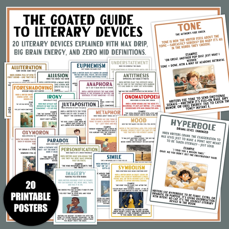 Gen Alpha Literary Devices Posters | Funny Figurative Language Bulletin ...