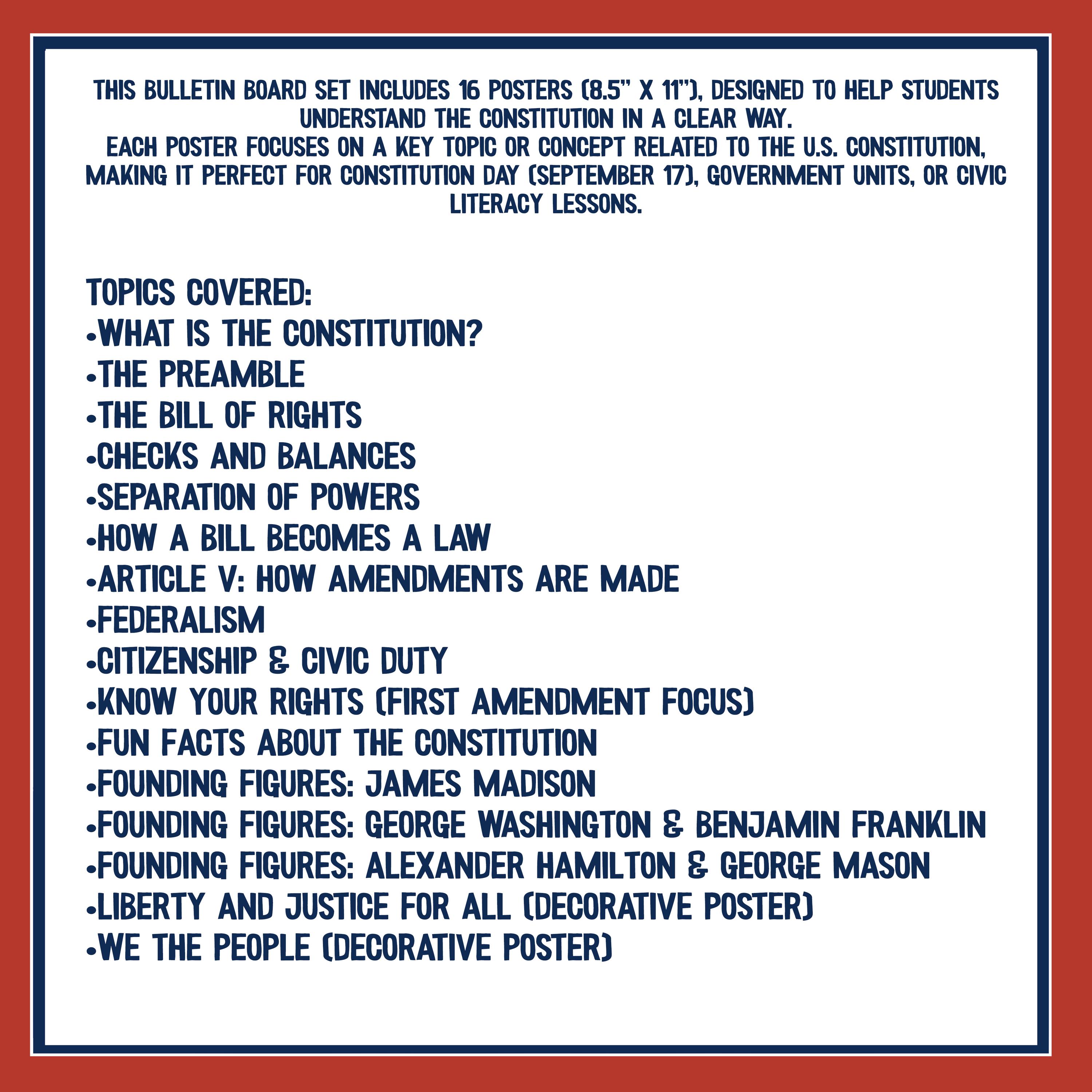 The US Constitution Bulletin Board Set | US Government & Civics Social ...