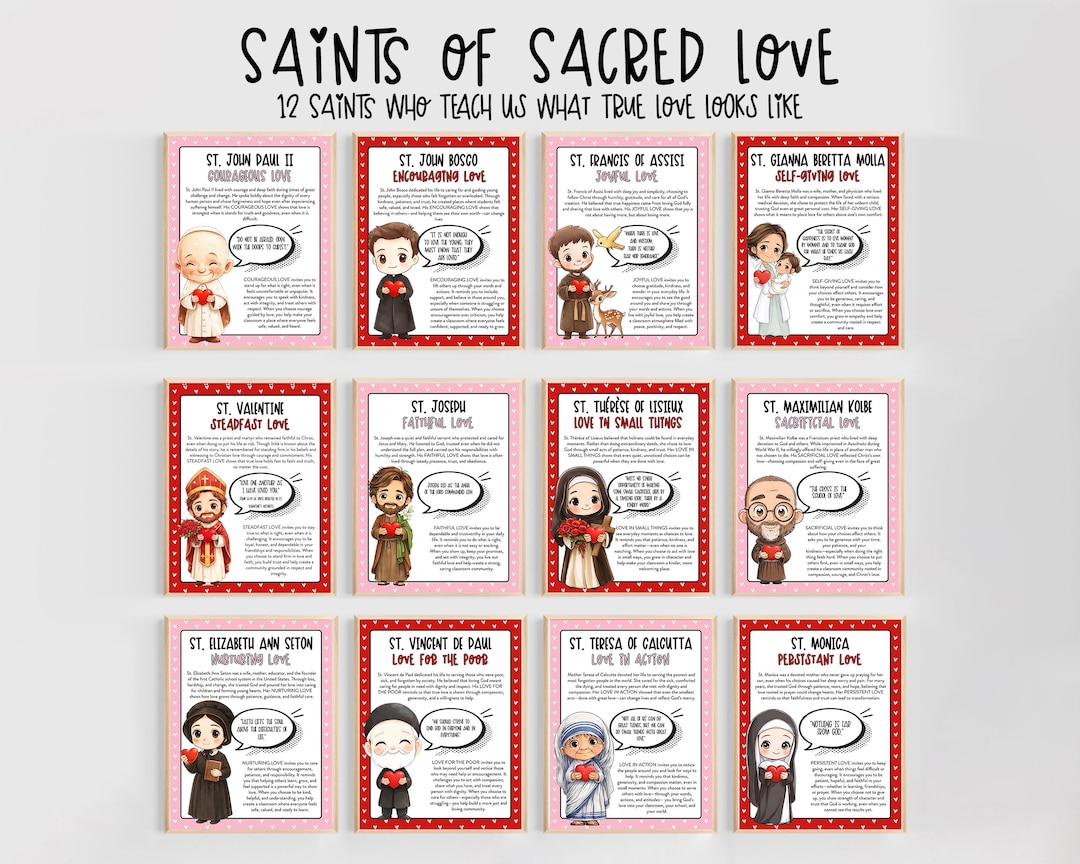 Catholic Saints Valentine Bulletin Board | Saints of Sacred Love Poster ...