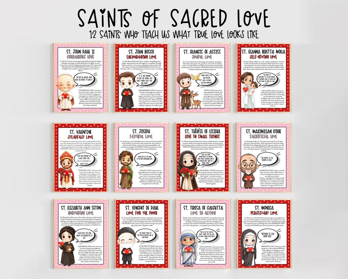 Catholic Saints Valentine Bulletin Board | Saints of Sacred Love Poster ...