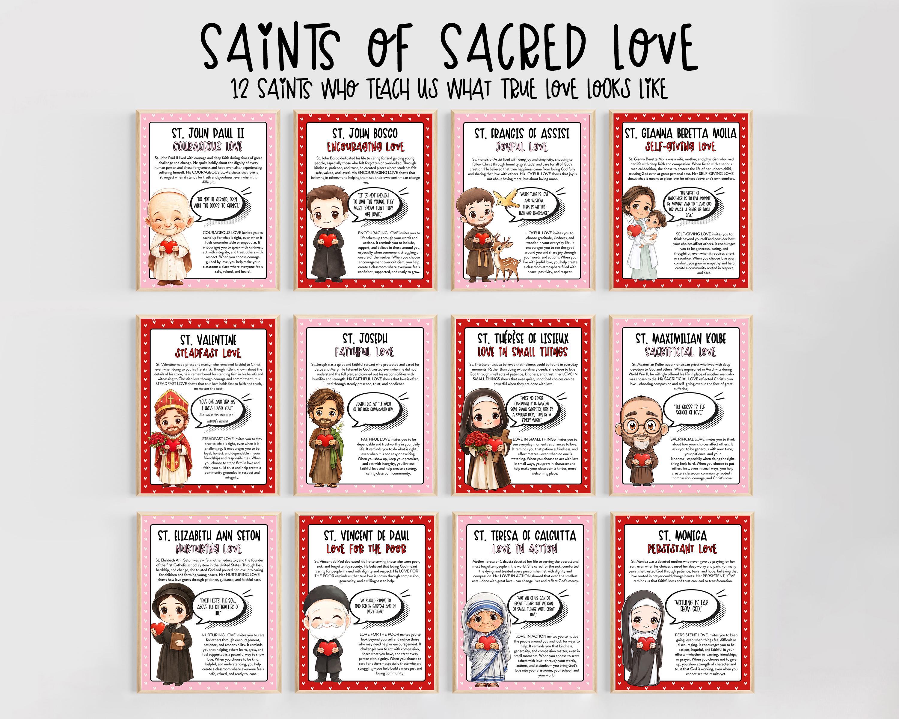 Catholic Saints Valentine Bulletin Board | Saints of Sacred Love Poster ...