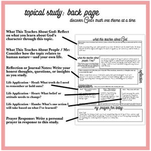 Topical Bible Study Worksheet | Printable Faith-based Study Template ...