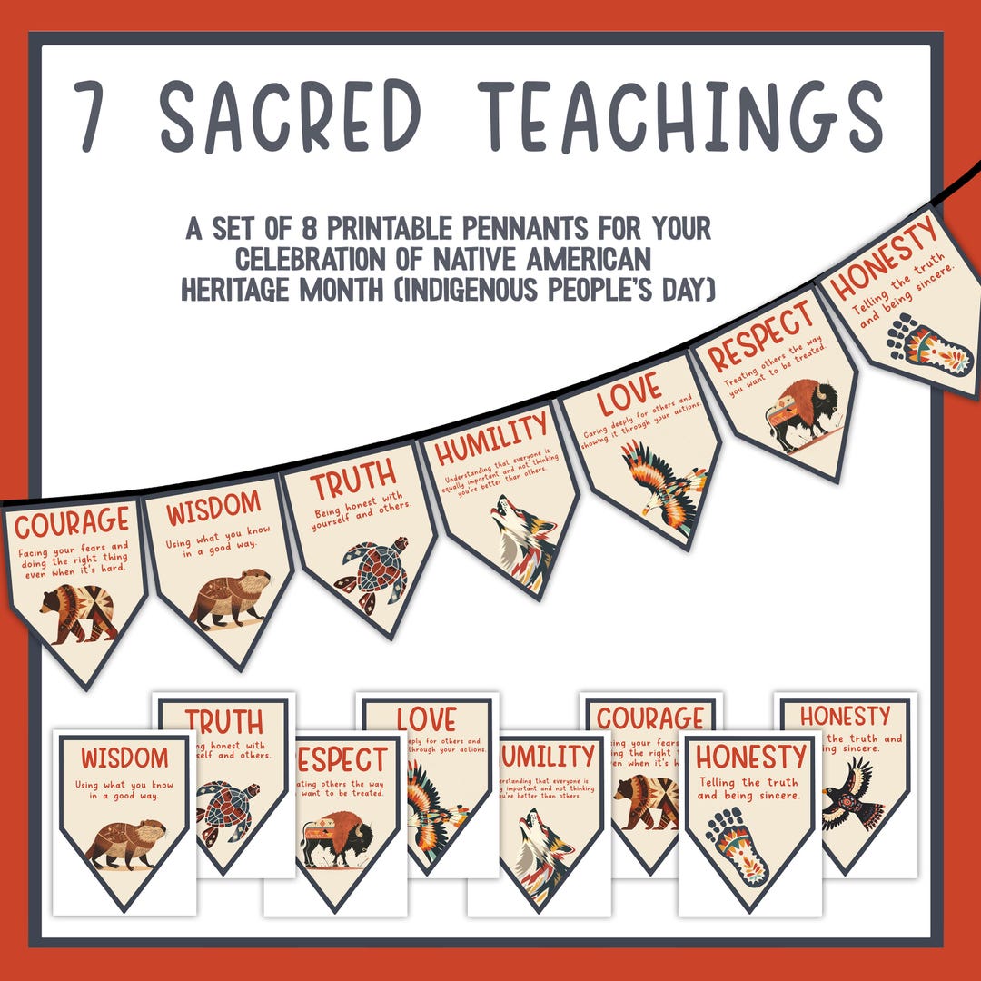 7 Sacred Teachings Banner, Indigenous People's Day Decor, Native ...