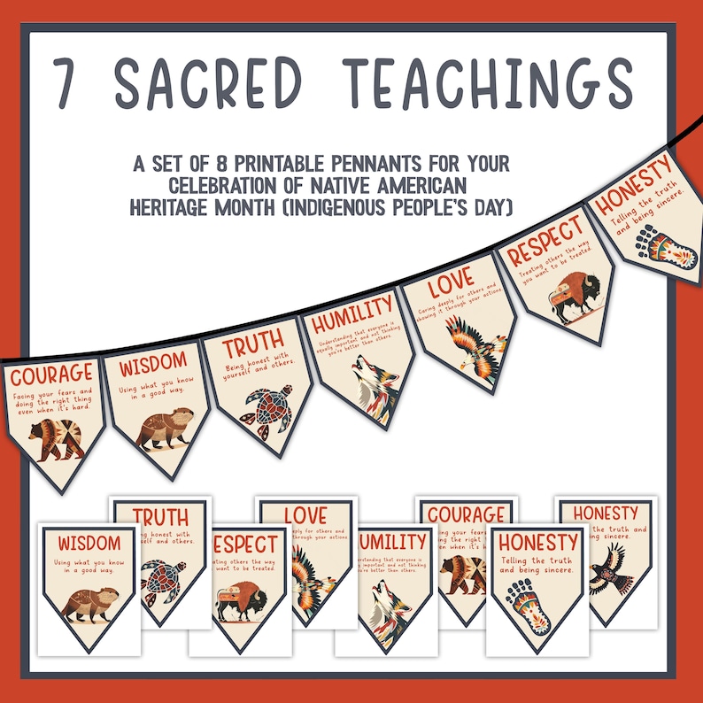 7 Sacred Teachings Banner, Indigenous People's Day Decor, Native ...