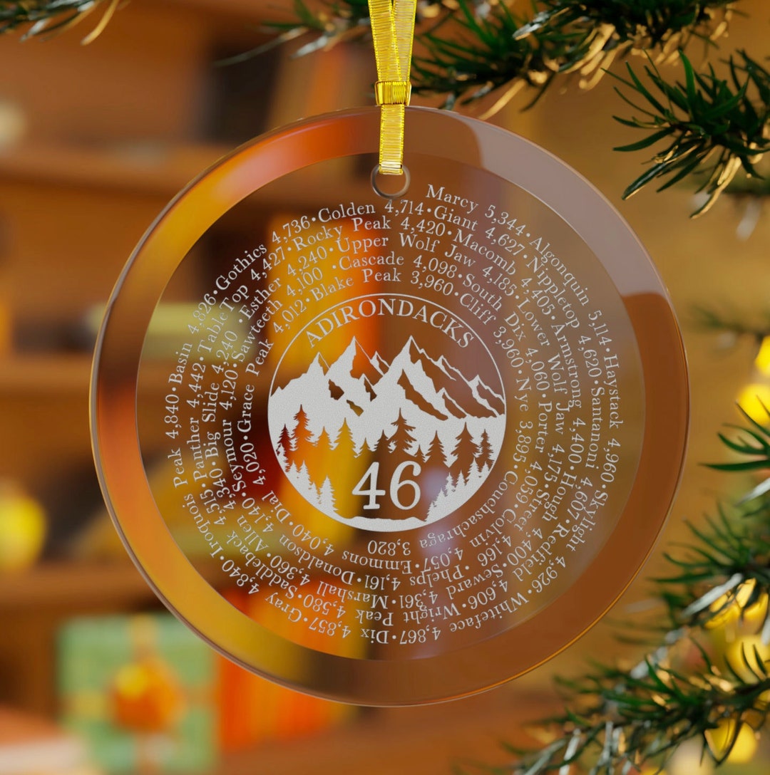 Adirondacks High Peak Glass Ornament | ADK NY 46ers Mountains Hiker ...