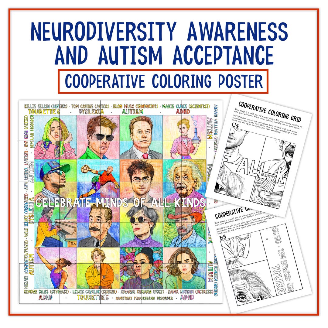 Neurodiversity Awareness Cooperative Coloring Poster Project | Autism ...