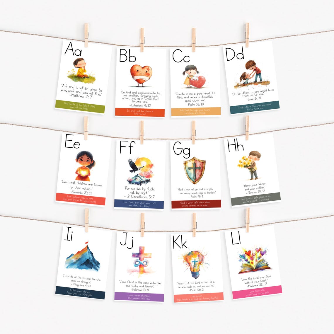 ABC Kids Bible Verse Flash Cards | Printable Scripture Memorization ...