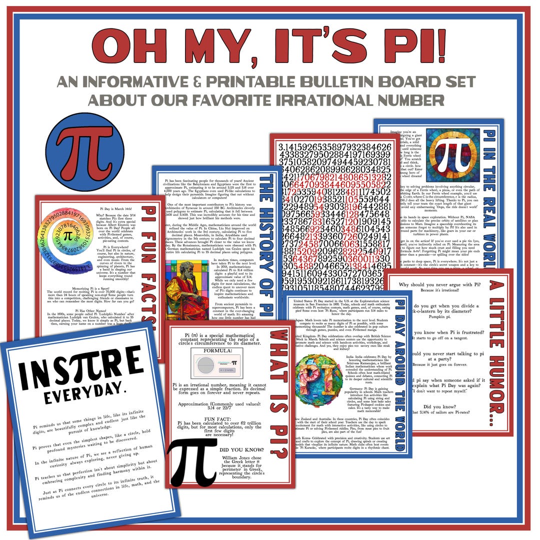 Pi Day Bulletin Board Set | March Math Classroom Printable Posters ...
