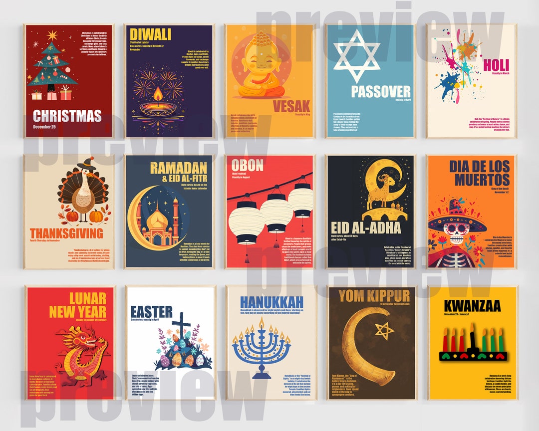 World Holidays Bulletin Board | Holidays Around the World Posters ...