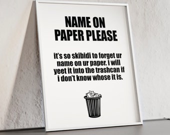 Funny Classroom Poster | High School Middle School Teacher Put Name on ...
