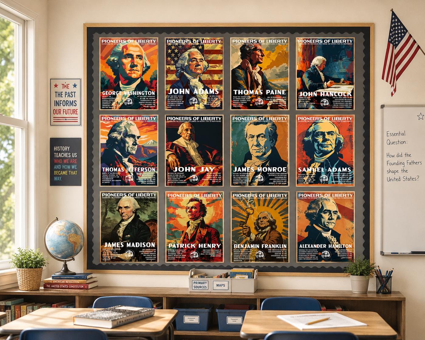 Founding Fathers Bulletin Board Set | US Government Posters ...