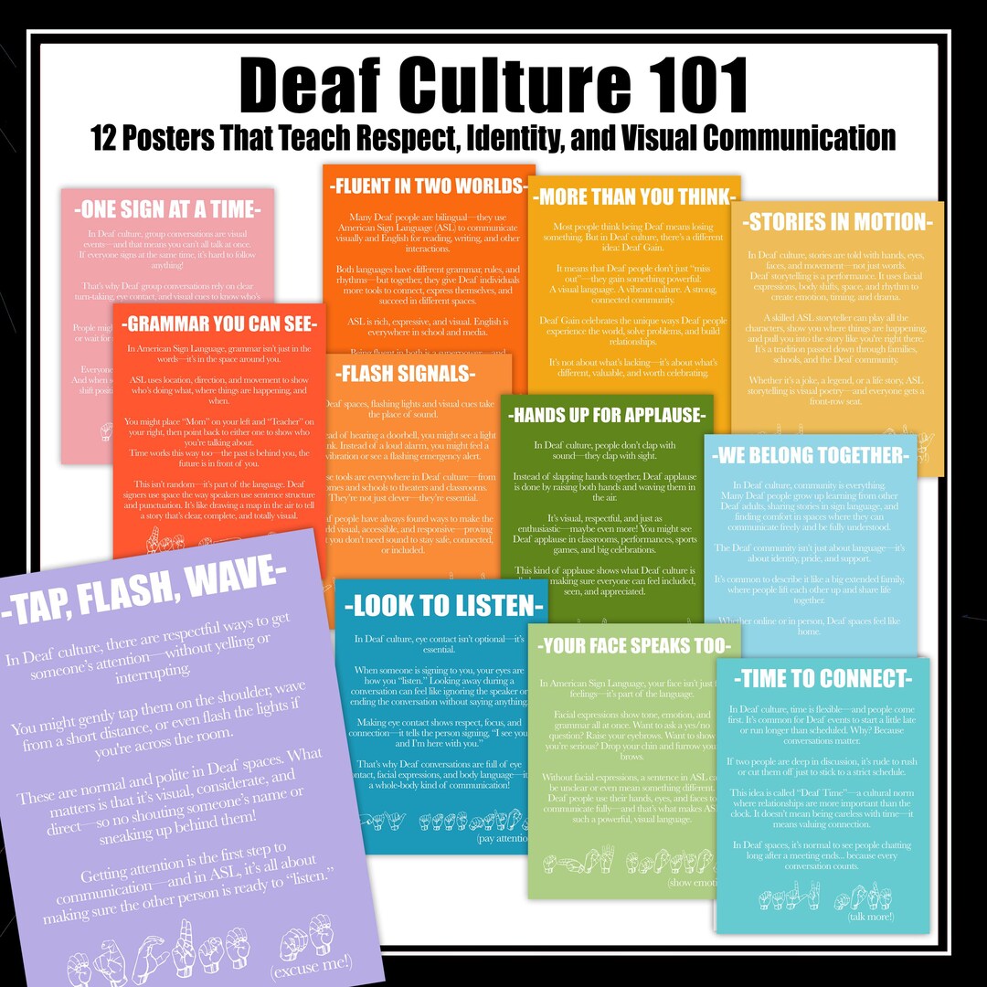 Deaf Culture 101 Posters | Deaf Awareness Month Bulletin Board Set ...