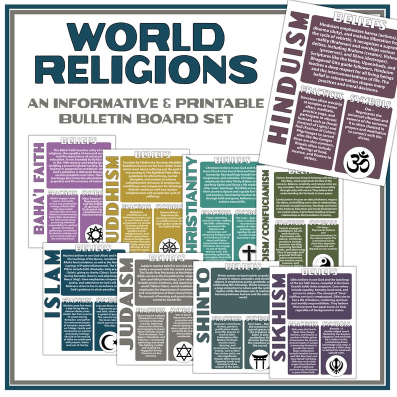 World Religions Bulletin Board | Educational & Inclusive Classroom ...