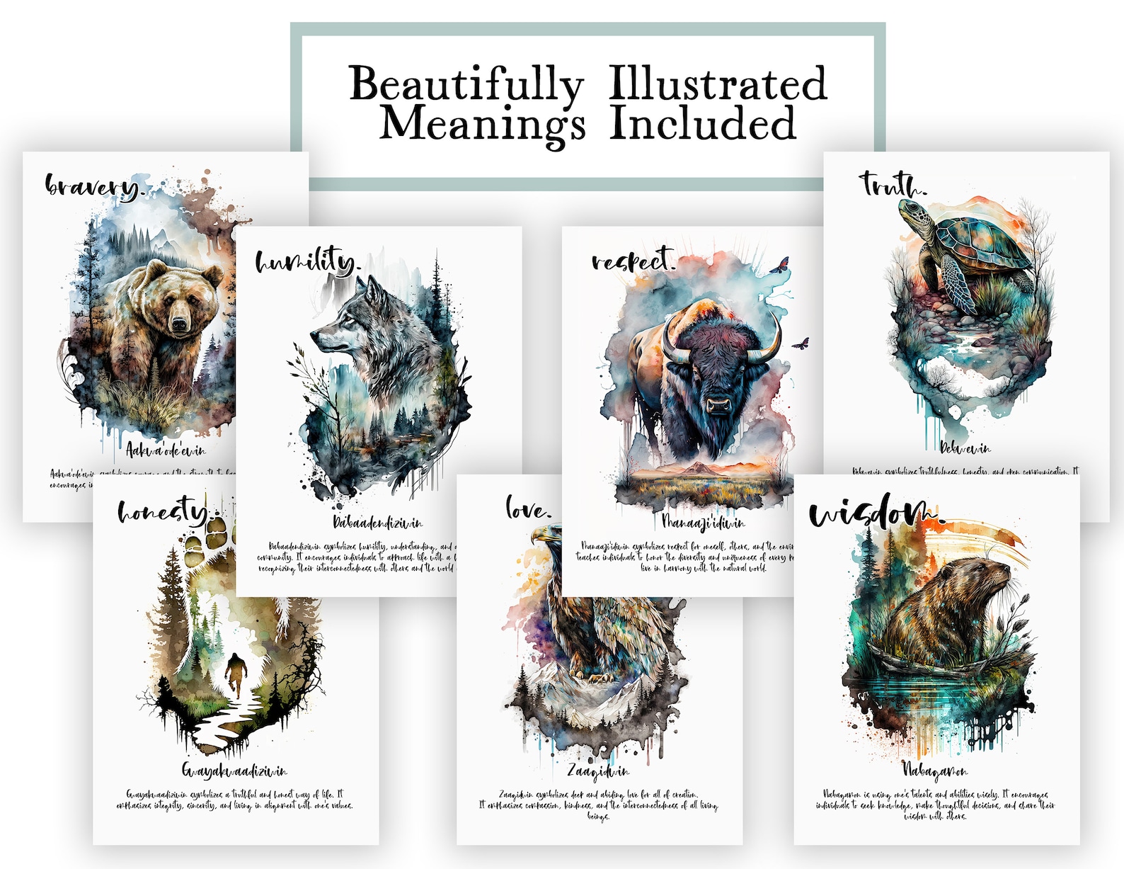 7 Sacred Teachings Digital Artwork | Seven Grandfather Teachings ...