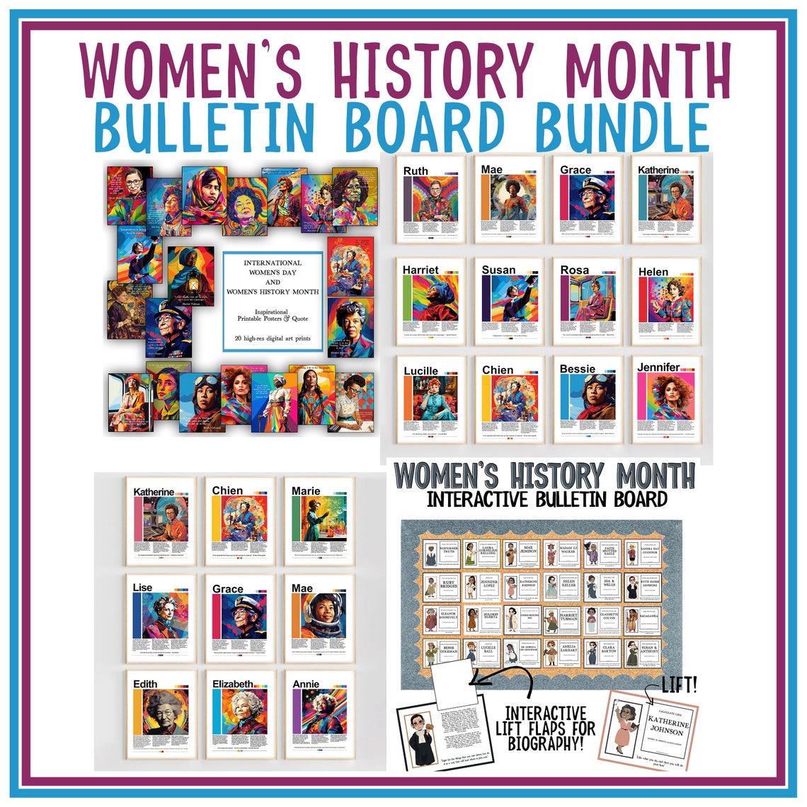 Women's History Month Bulletin Board Set Posters | International Women ...